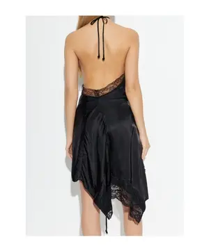 Vetements Asymmetrical Lace-detailed Halterneck Dress