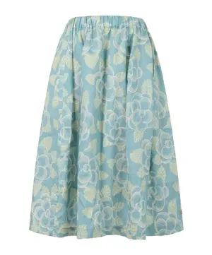 Marni Gathered Ramie Skirt With Floral Print