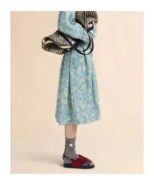 Marni Gathered Ramie Skirt With Floral Print