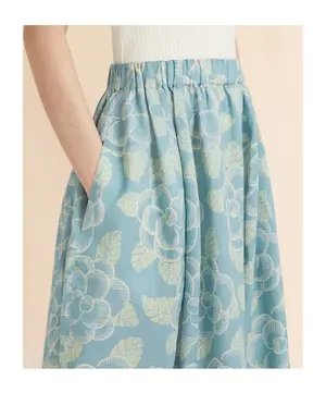 Marni Gathered Ramie Skirt With Floral Print