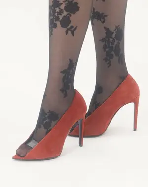 Valentino Garavani Open Toe Suede Pumps 105mm - Brown