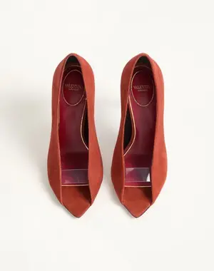 Valentino Garavani Open Toe Suede Pumps 105mm - Brown