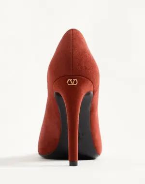 Valentino Garavani Open Toe Suede Pumps 105mm - Brown