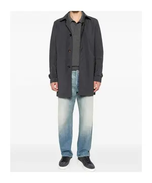 MOORER Long-sleeved Trench Coat - Black