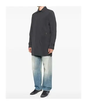 MOORER Long-sleeved Trench Coat - Black