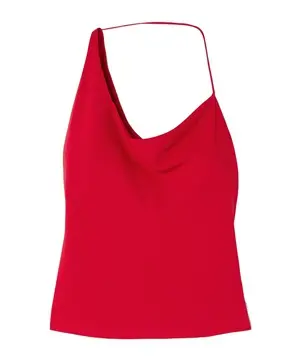 ST. AGNI Asymmetrical Draped Satin Top