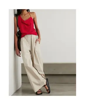 ST. AGNI Asymmetrical Draped Satin Top