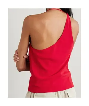 ST. AGNI Asymmetrical Draped Satin Top