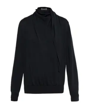 JIL SANDER Draped Neck Knitted Sweater - Black