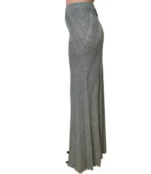 TWINSET Chevron Pleated Knitted Maxi Skirt With Metallic Threads