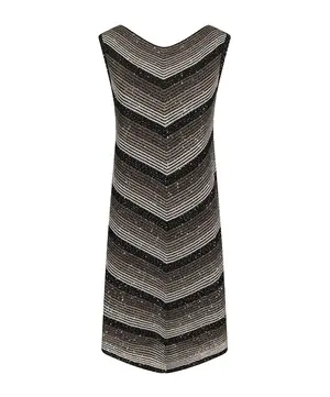D.exterior Sleeveless Striped V-neck Dress