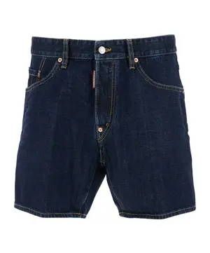 Dsquared2 Logo Patch Contrast Stitched Denim Shorts