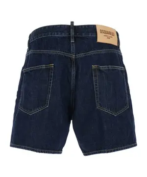 Dsquared2 Logo Patch Contrast Stitched Denim Shorts