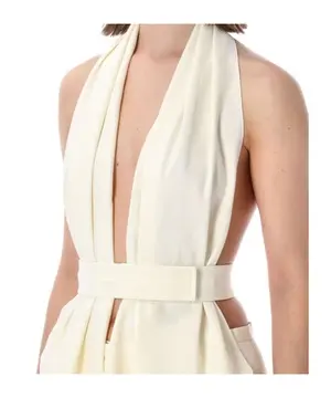 Alberta Ferretti Draped Halterneck Top - Ivory