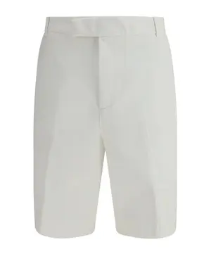 Thom Browne Buttoned Chino Shorts With Grosgrain Strap - White