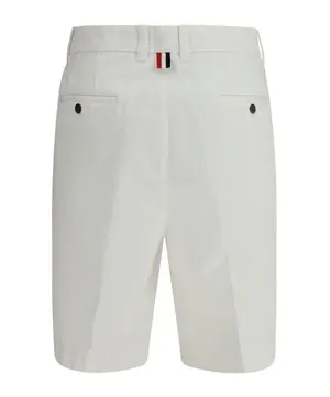 Thom Browne Buttoned Chino Shorts With Grosgrain Strap - White