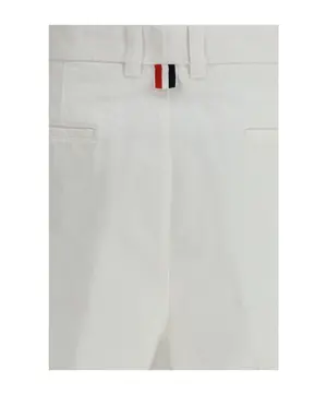 Thom Browne Buttoned Chino Shorts With Grosgrain Strap - White