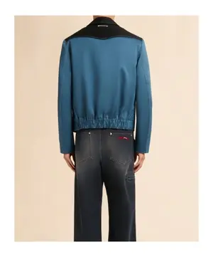 Marni Water-repellent Gabardine Jacket With Contrast Yokes - Blue