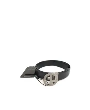 Giorgio Armani Logo Detail Leather Belt - Black