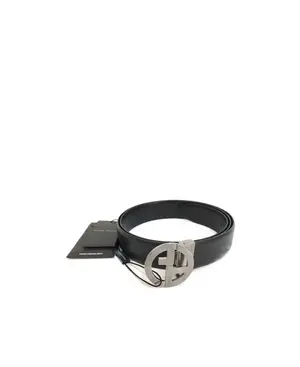 Giorgio Armani Logo Detail Leather Belt - Black