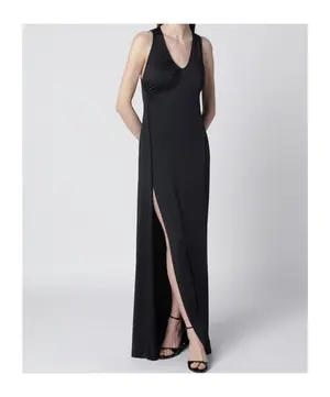 Victoria Beckham Sleeveless V-neck Maxi Dress With Side Slit