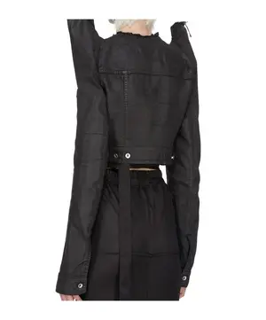 Rick Owens Cropped Paneled Jacket With Signature Tec Shoulder