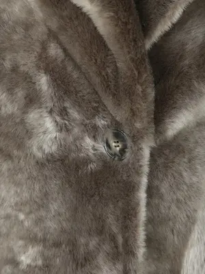 YVES SALOMON Double-breasted Sheepskin Coat - Grey