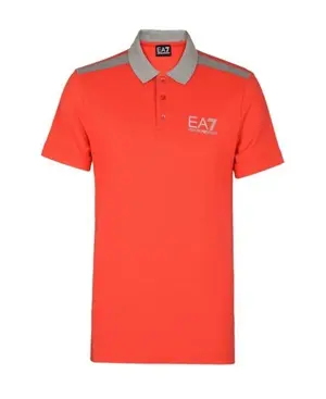EA7 Logo Lapel Polo Shirt - Orange