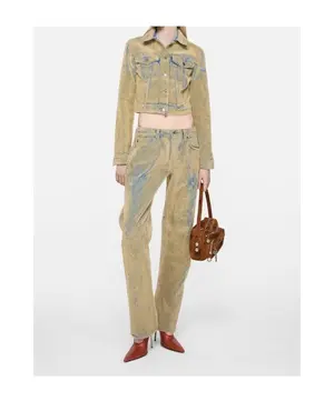 Acne Studios Flocked Denim Jacket - Nude