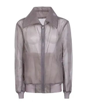 Rick Owens Temple Dracucollar Cropped Organza Jacket - Dust