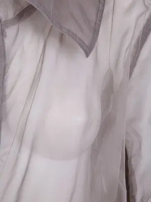 Rick Owens Temple Dracucollar Cropped Organza Jacket - Dust