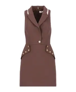 Elisabetta Franchi Sleeveless Fitted Dress With Pointed Collar - Red