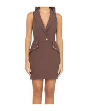 Elisabetta Franchi Sleeveless Fitted Dress With Pointed Collar - Red