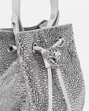 Versace La Medusa Embellished Satin Mini Bucket Bag