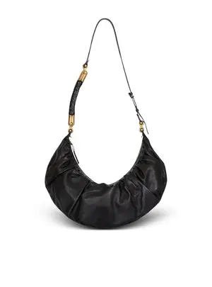 Balmain Bène Hobo Bag In Calfskin Leather - Black