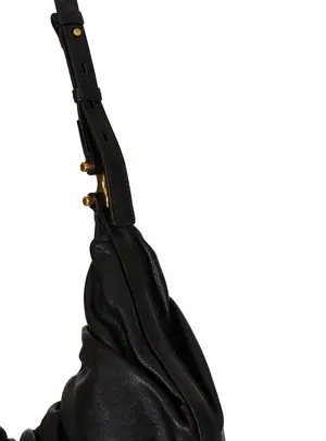 Balmain Bène Hobo Bag In Calfskin Leather - Black