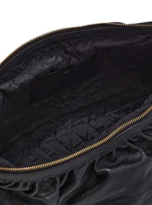 Balmain Bène Hobo Bag In Calfskin Leather - Black