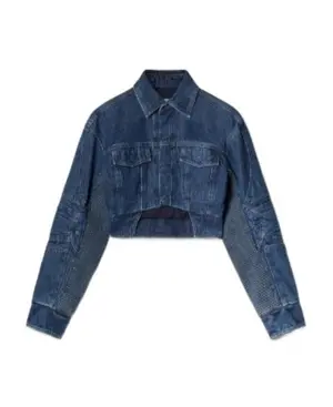 Off-White Cropped Cut-out Denim Jacket