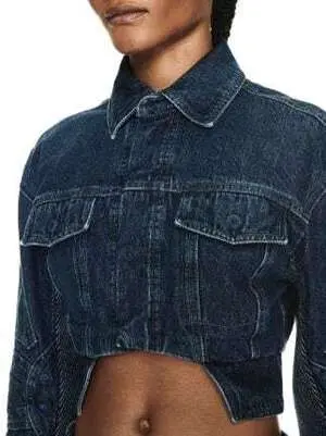 Off-White Cropped Cut-out Denim Jacket