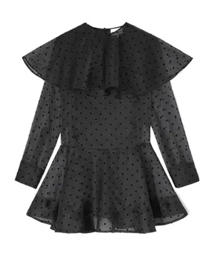 GANNI Organza Circle Collar Dress With Buttoned Back