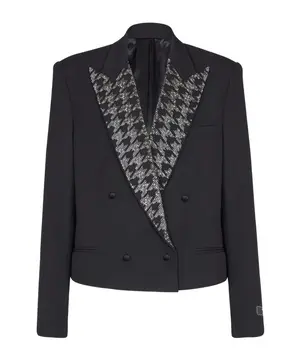 Balmain Grain De Poudre Crystal Embellished Double-breasted Jacket