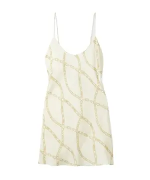 ANINE BING Lisette Chain-print Slip Dress - White