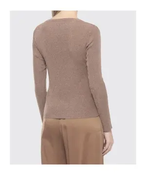 Fabiana Filippi Lurex Scoop Neck Knitted Sweater - Brown