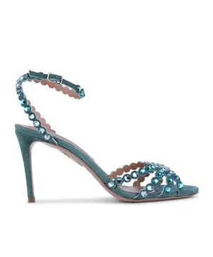 AQUAZZURA Tequila Embellished Ankle Strap Sandals - Blue