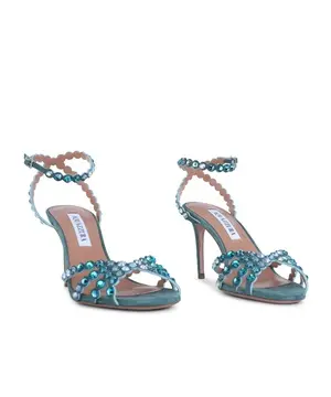 AQUAZZURA Tequila Embellished Ankle Strap Sandals - Blue
