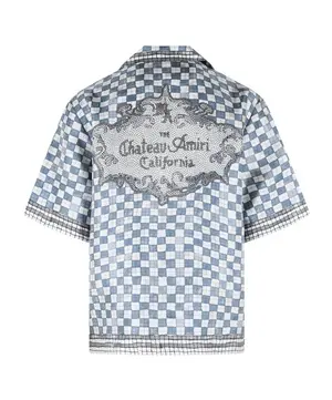 Amiri Checked Short Sleeved Shirt - Light Blue