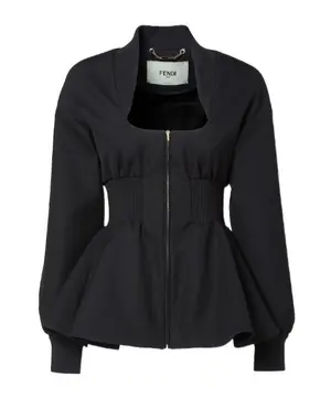 Fendi Peplum Hem Square-neck Jacket - Black