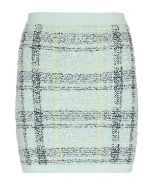 Balmain Glitter Plaid Tweed Mini Skirt