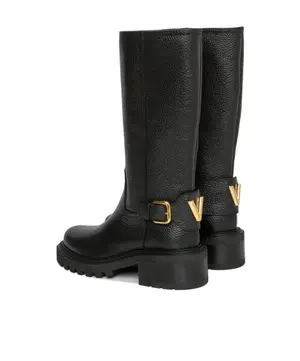 VIA ROMA 15 Leather Buckled Knee High Boots
