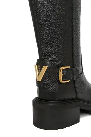 VIA ROMA 15 Leather Buckled Knee High Boots